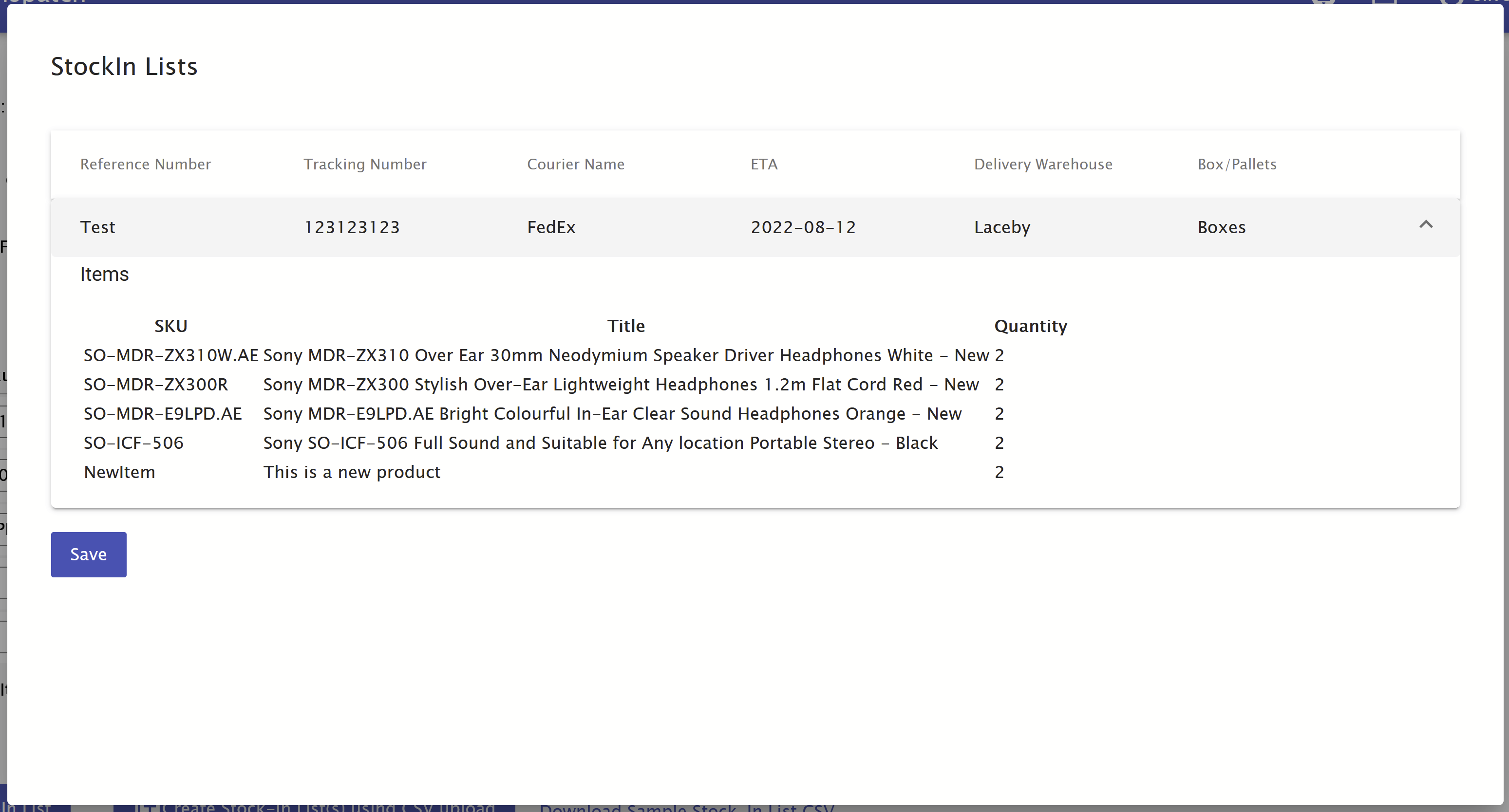 Stock-In (Incoming Goods) Lists - Order Dispatch Help Center