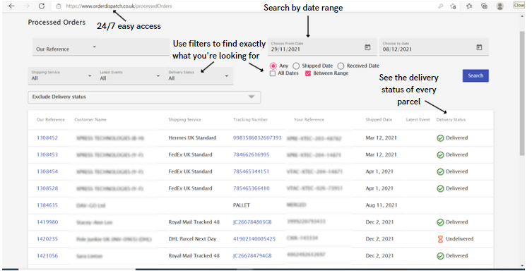 Processed Orders - Order Dispatch Help Center