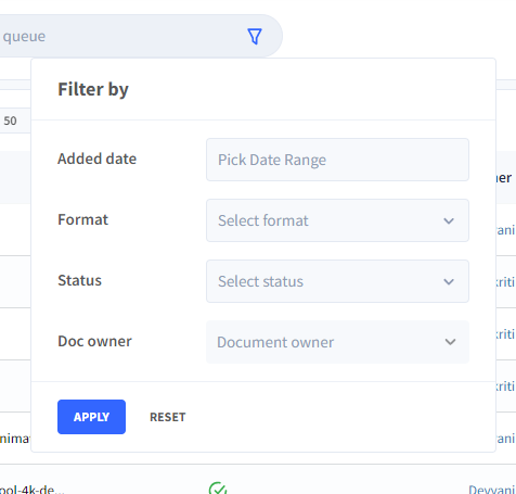 Filter & Search through Document Tables - dox2U Help Center